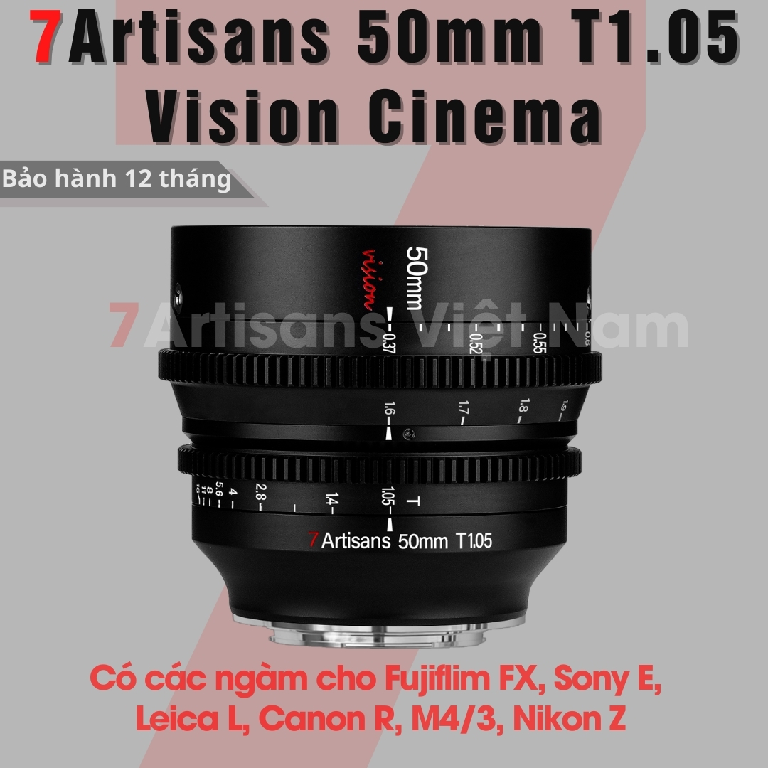 Bộ 4 lens Cine Vision 7Artisans 12mm T2.9 25mm T1.05 35mm T1.05 50mm T1.05 cho Fuji, Sony, Canon ...