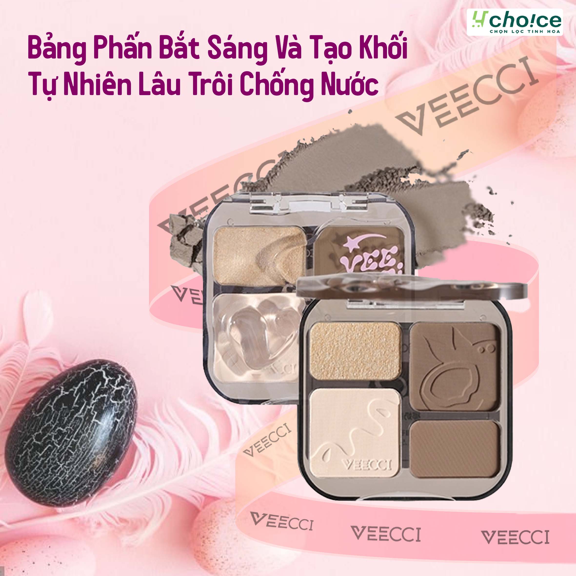 Bảng phấn bắt sáng và tạo khối VEECCI trang điểm tự nhiên lâu trôi chống nước 9g | Shopee Việt Nam