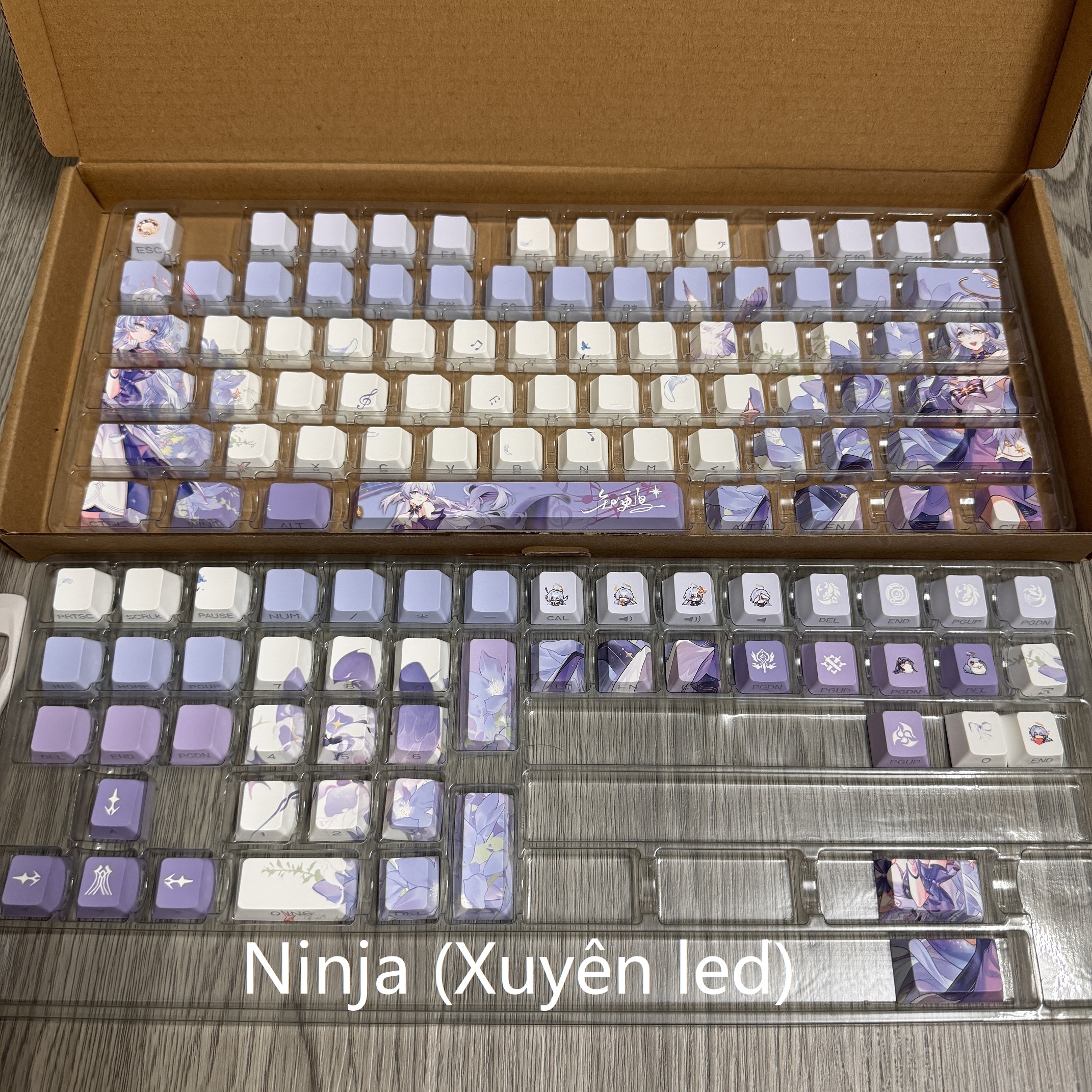 Keycap Honkai: Star Rail Robin thick PBT xuyên led in dyesub 5 mặt 133 ...