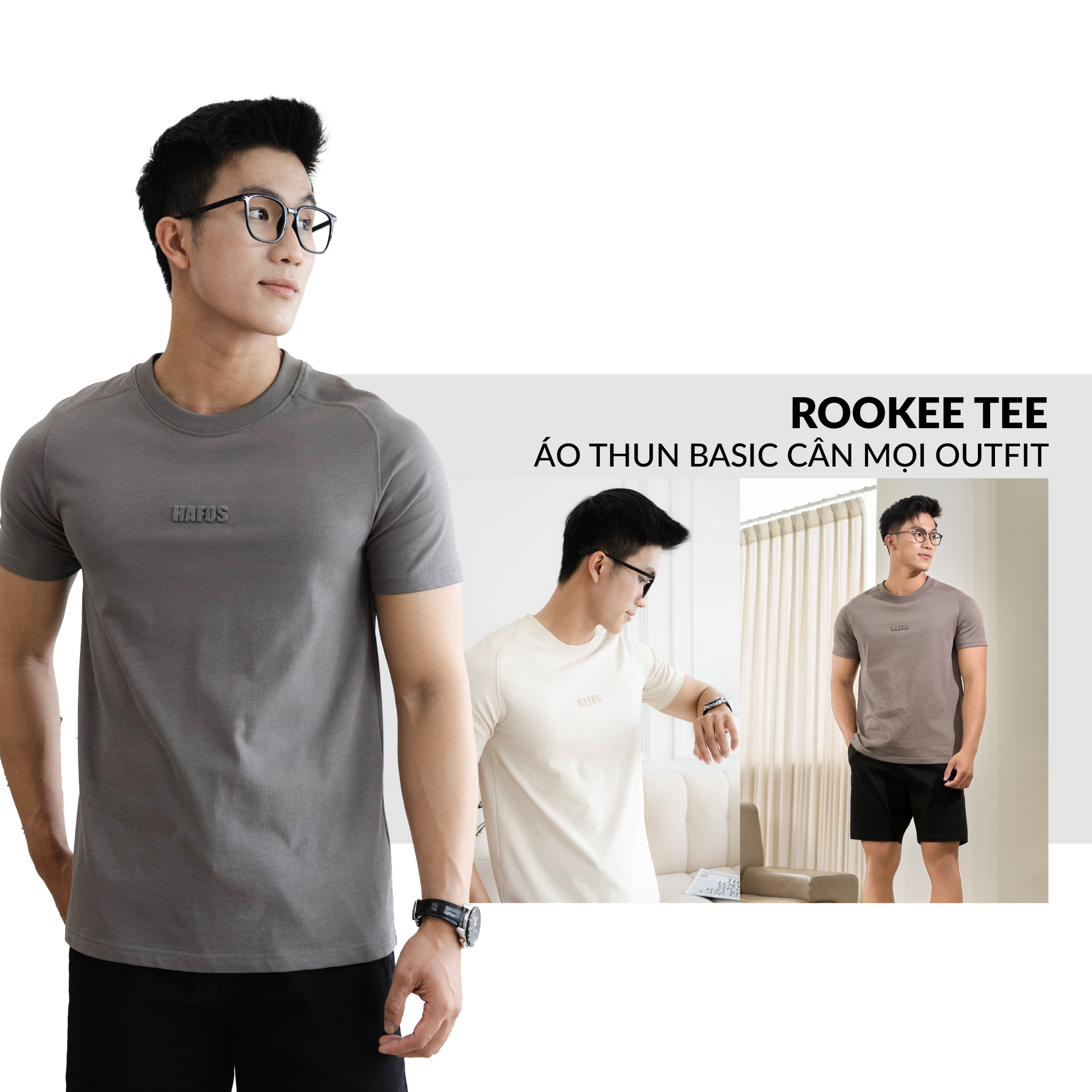 [COMBO ƯU ĐÃI BÁN CHẠY] Combo 2 áo thun cổ tròn Nam ROOKEE chất vải Cotton 2C, co giãn, thoáng ...
