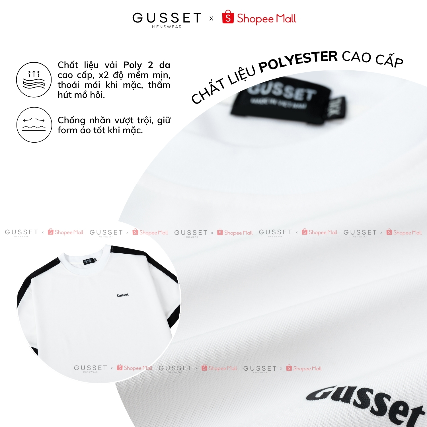 Áo Thun Nam Basic Phối Viền Vai GUSSET AP07 Cổ Tròn Form Rộng Oversize ...