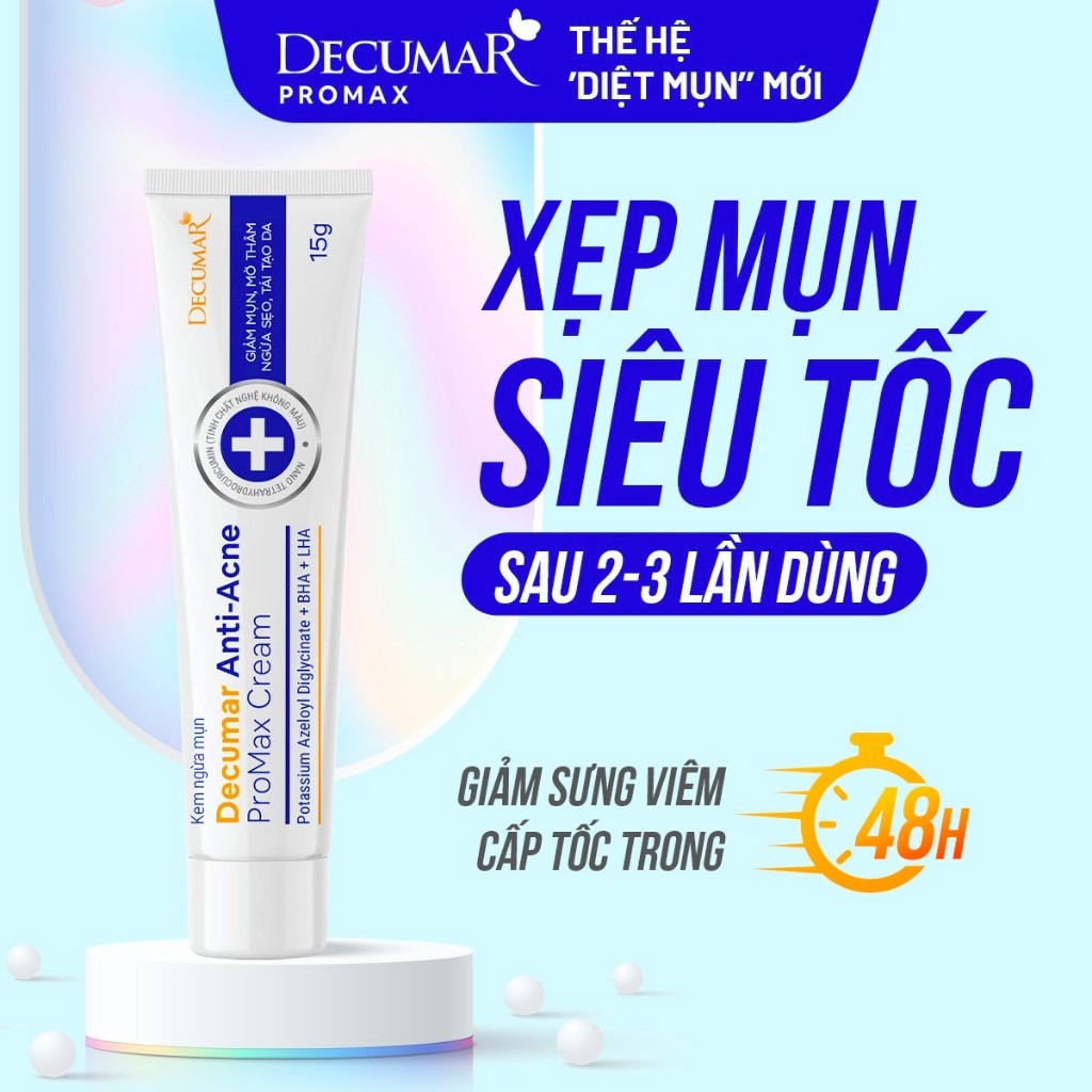 Combo 2 kem mụn ngày - đêm Decumar Promax và THC giảm mụn, mờ thâm sẹo ...