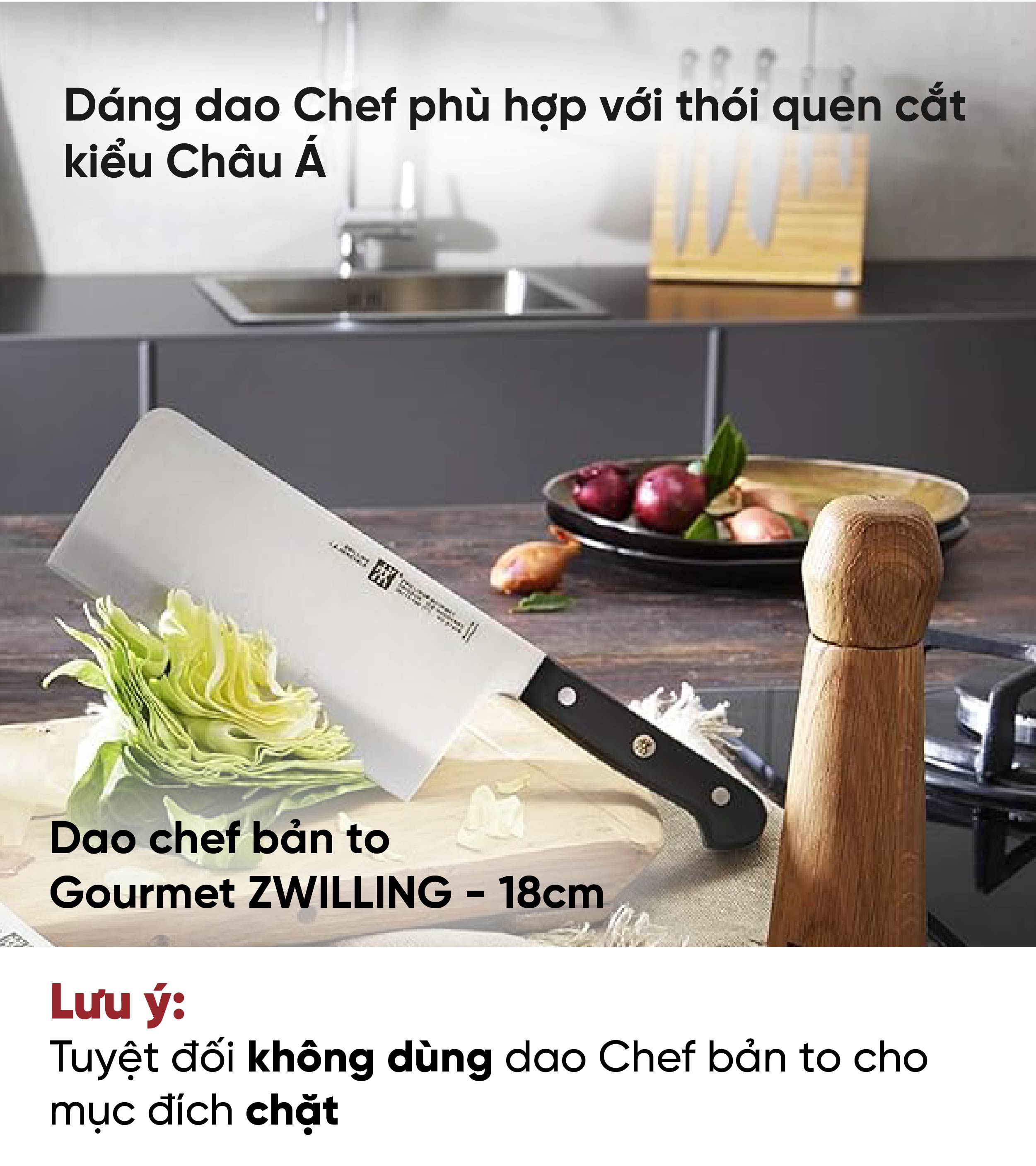 ZWILLING - Dao Chef bản to ZWILLING Gourmet - 18cm | Shopee Việt Nam