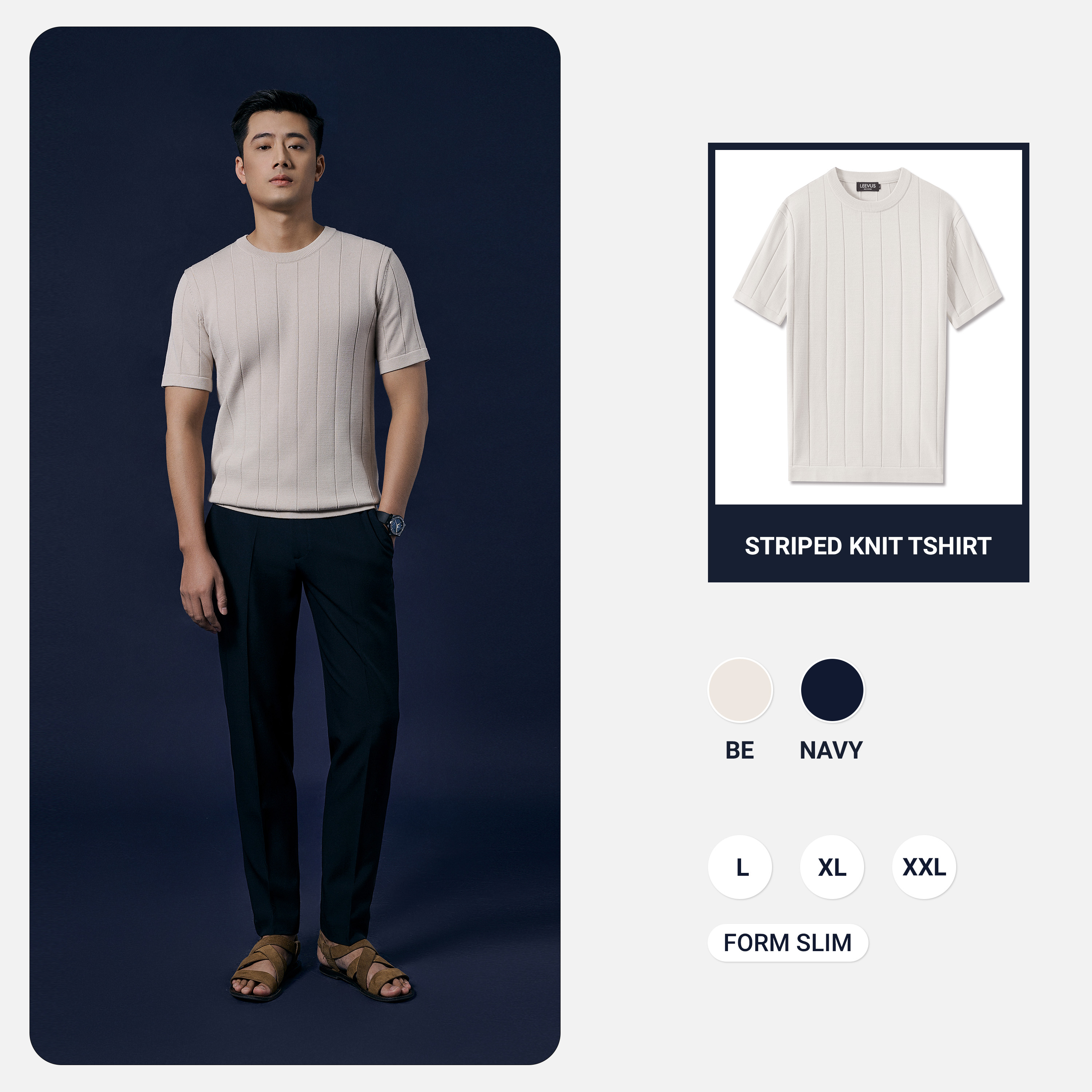 [TẶNG HỘP CHO ĐƠN TỪ 499K] Áo thun cổ tròn len dệt kim STRIPED KNIT ...