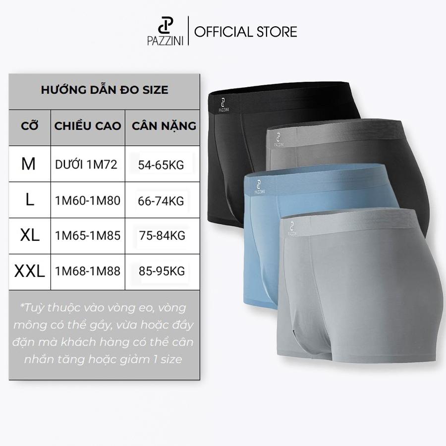 Combo 3 quần lót nam boxer PAZZINI thun lạnh cao cấp, quần sịp nam co ...