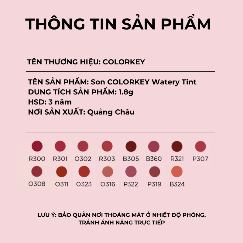 Son COLORKEY Watery Tint Bền Màu Lâu Trôi, Không Dính Cốc, Siêu Mịn Môi ...