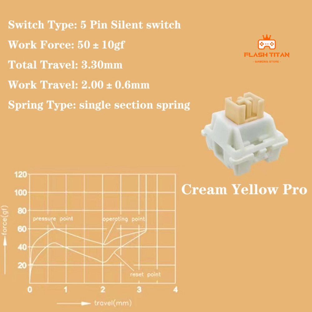 Switch Outemu Silent Cream Yellow pro 5 Pin - Switch tactile đã Pre ...