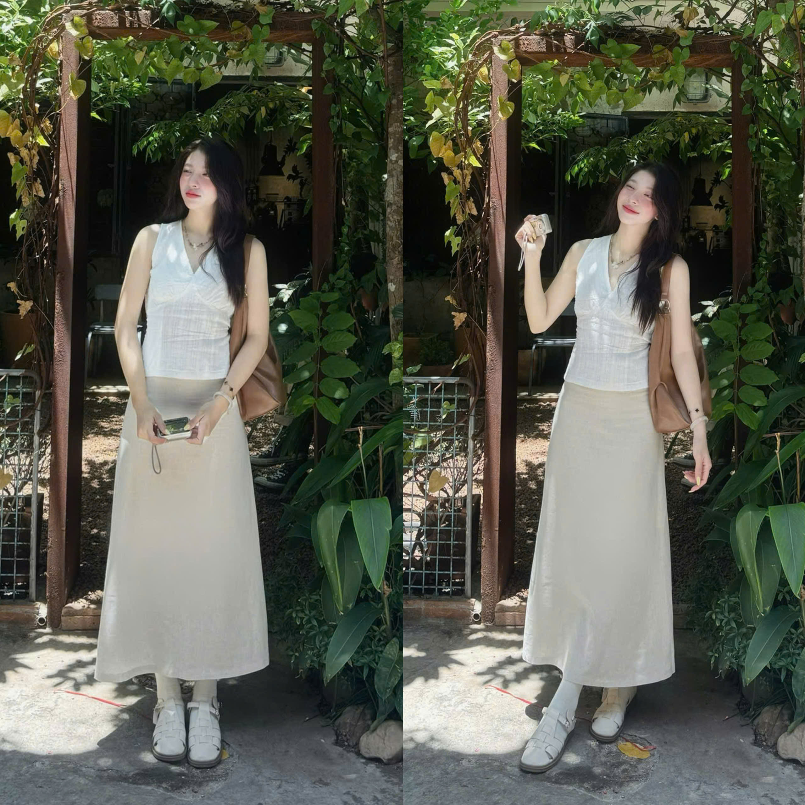 (ẢNH OLDSCHOOL) Chân váy LINEN THÔ dáng dài 88cm có lót trong | Shopee ...