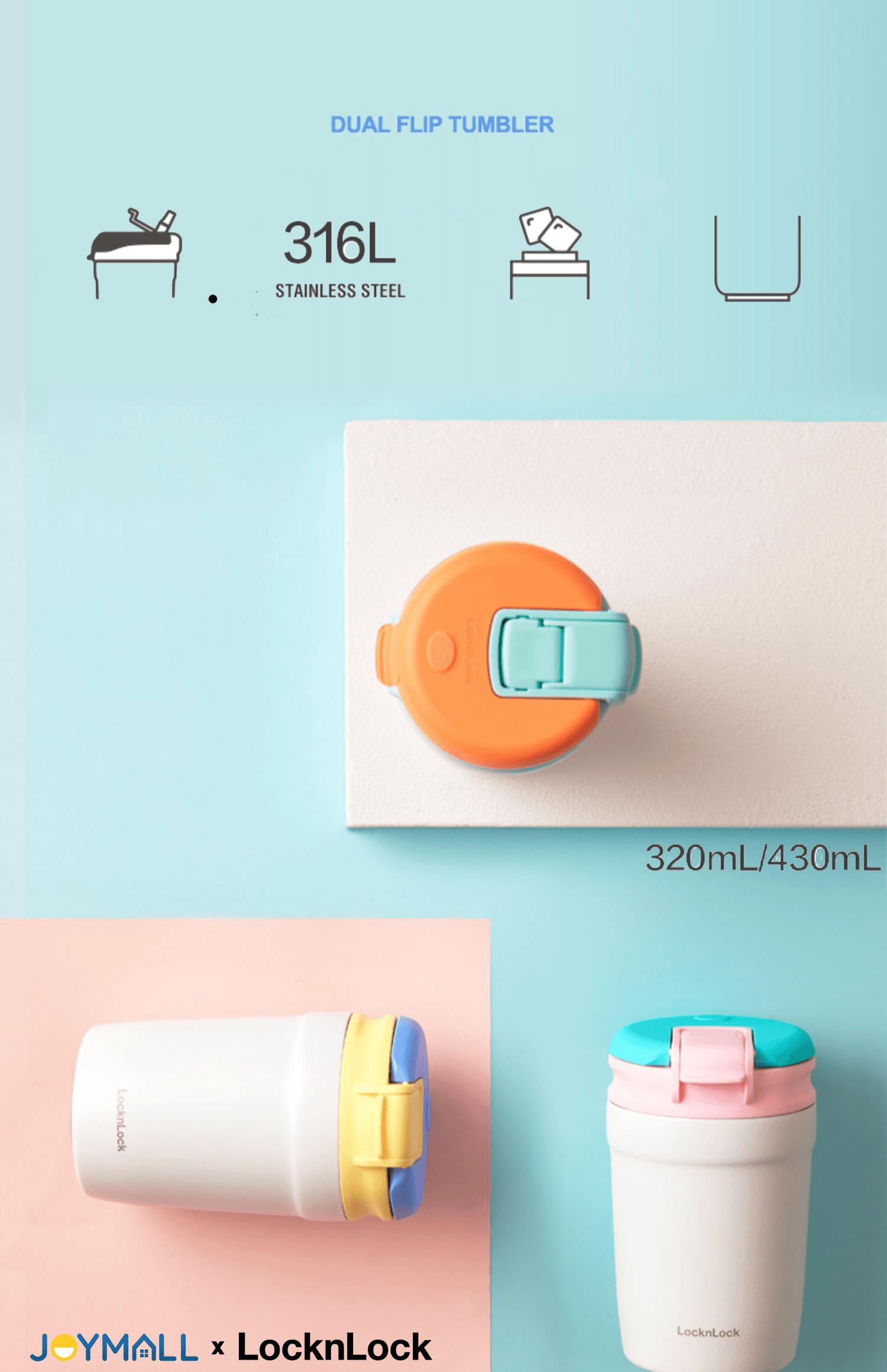 Ly giữ nhiệt LocknLock LHC4290 LHC3276 320ml, LHC4298 430ml, Hàng chính hãng, có ống hút ...