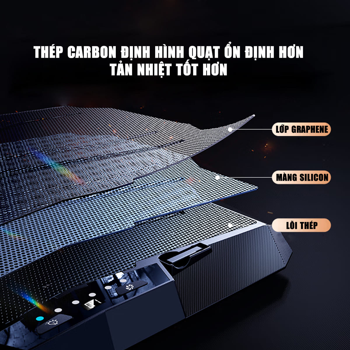 Đế tản nhiệt laptop gaming FL03 12 quạt giá đỡ laptop đèn led rgb chỉnh ...