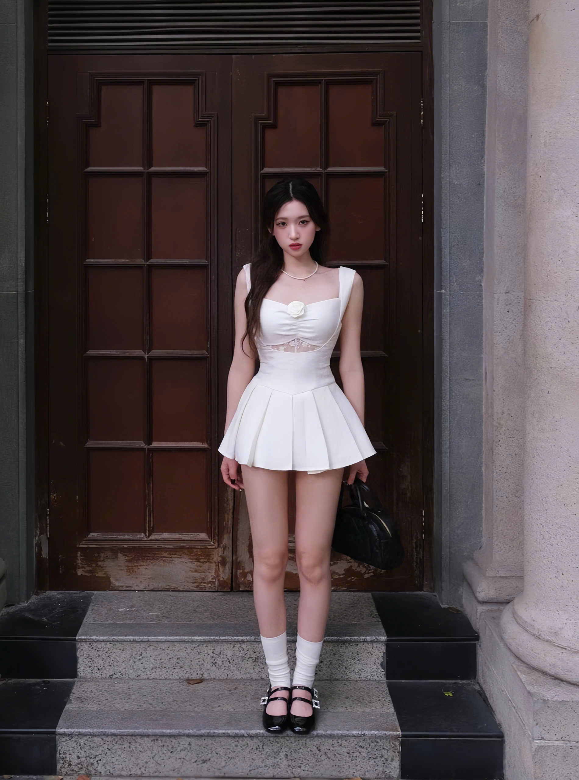 Set Dạ 3 Món Chân Váy Xoè Xếp Ly + Áo 2 Dây + Quần Bí (kèm kẹp hoa) HH86 HaLuu Store | Shopee ...