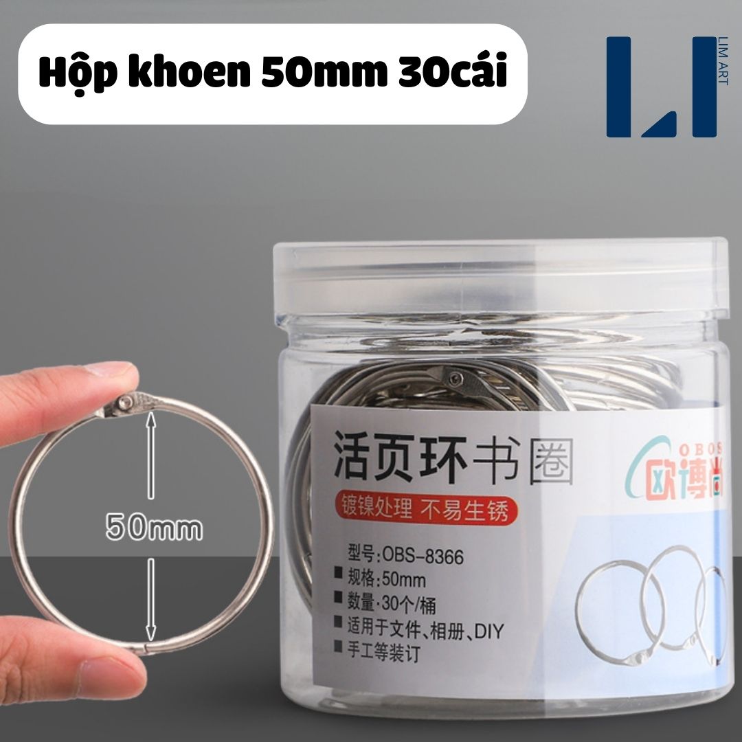 Set 30/50 khoen inox nhiều kích thước. Khoen móc vòng còng đóng sổ, album, đóng gáy sách, sổ tay ...