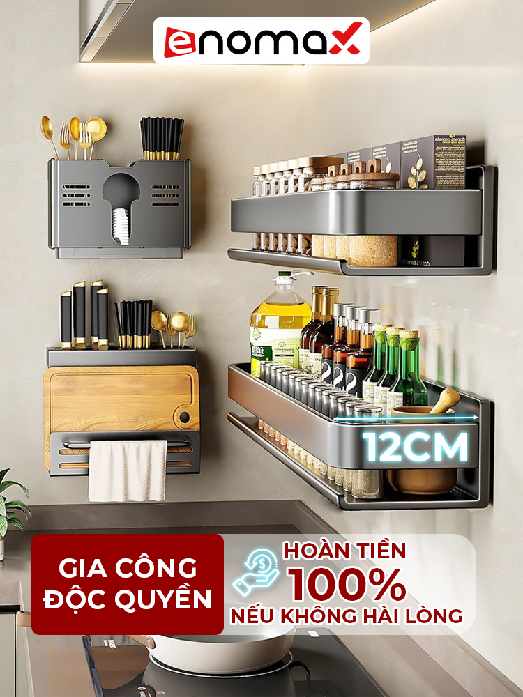 Kệ đựng gia vị Enomax để đồ nhà bếp đa năng, chất liệu Thép Carbon ...