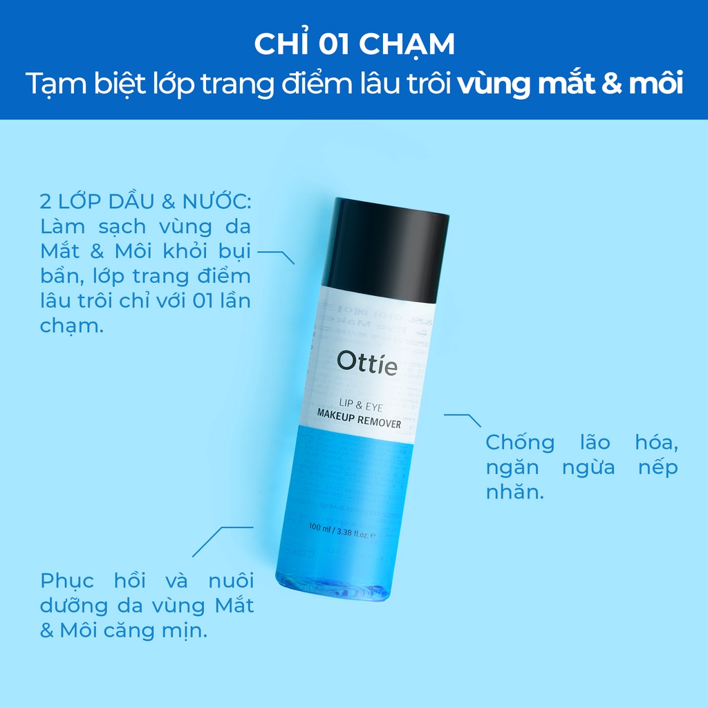 Nước Tẩy Trang Mắt Và Môi 2 Lớp Ottie Lip＆Eye Makeup Remover Tẩy Trang ...