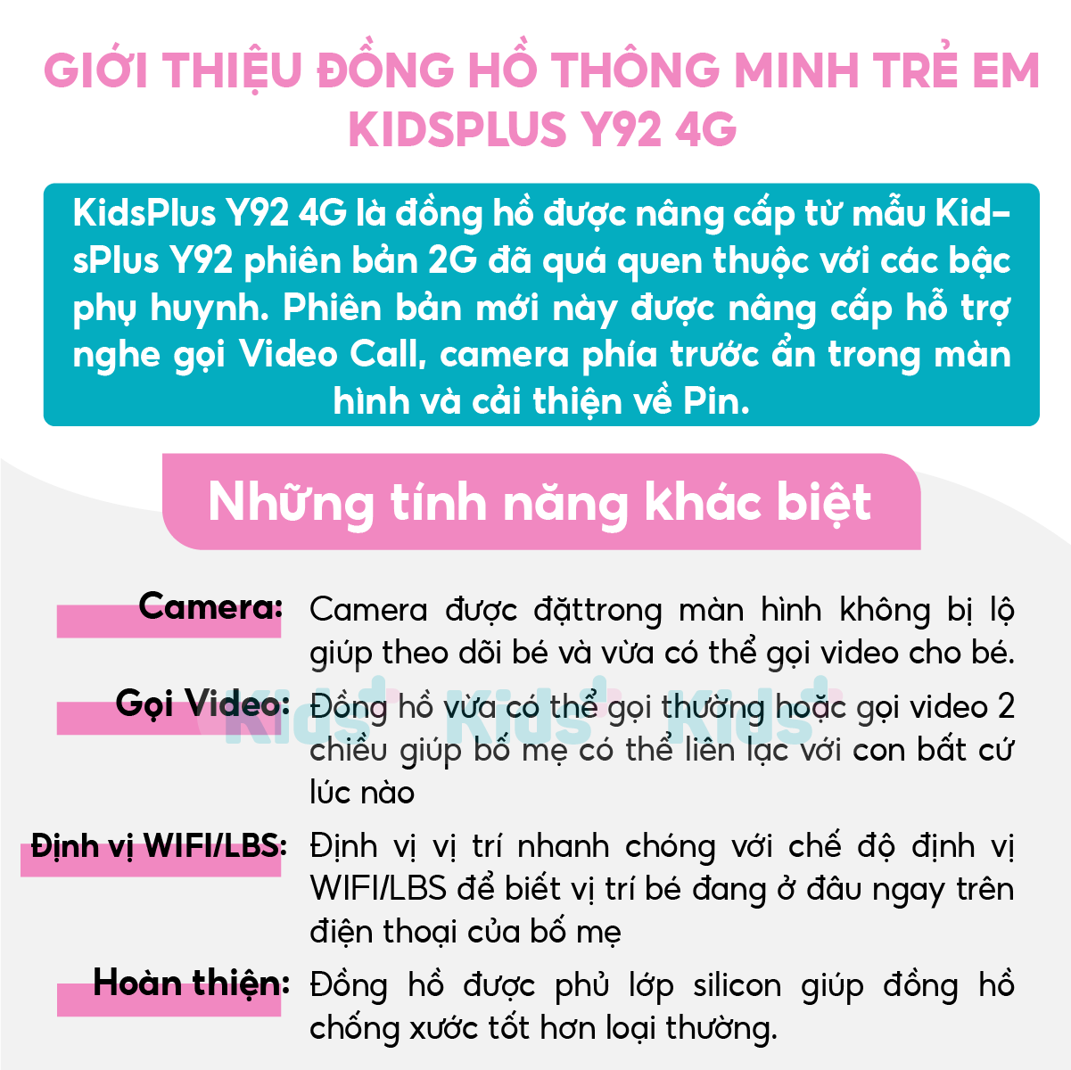 [ TẶNG DÂY ĐEO CỔ - KÍNH CƯỜNG LỰC ] Đồng hồ thông minh trẻ em KidsPlus Y92 4G lắp sim nghe gọi ...