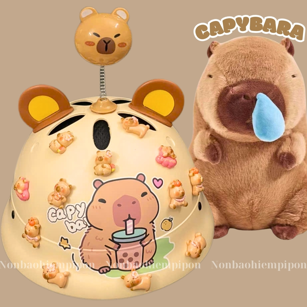 Nón bảo hiểm vành tròn Capybara , Labubu CÓ MÚT XỐP an toàn 2 size trẻ ...