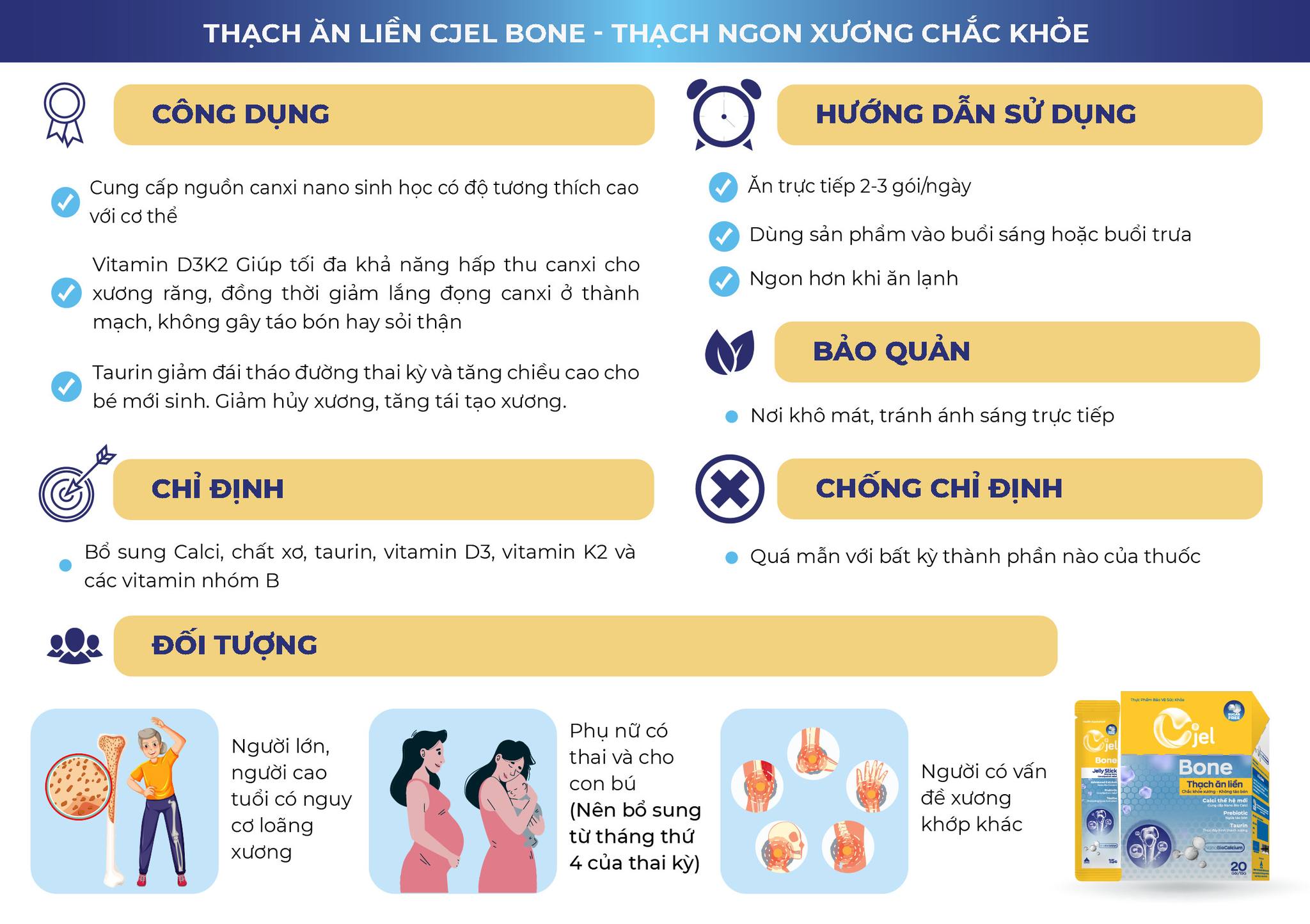 Thạch ăn liền Cjel Bone giúp chắc khỏe xương không táo bón hộp 20 gói ...