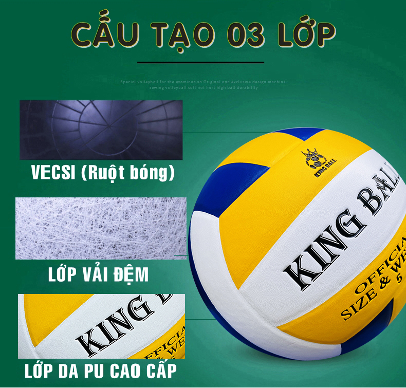 Bóng Chuyền Da Chính Hãng King Ball Quả Banh Bóng Chuyền Thi Đấu Ngoài ...