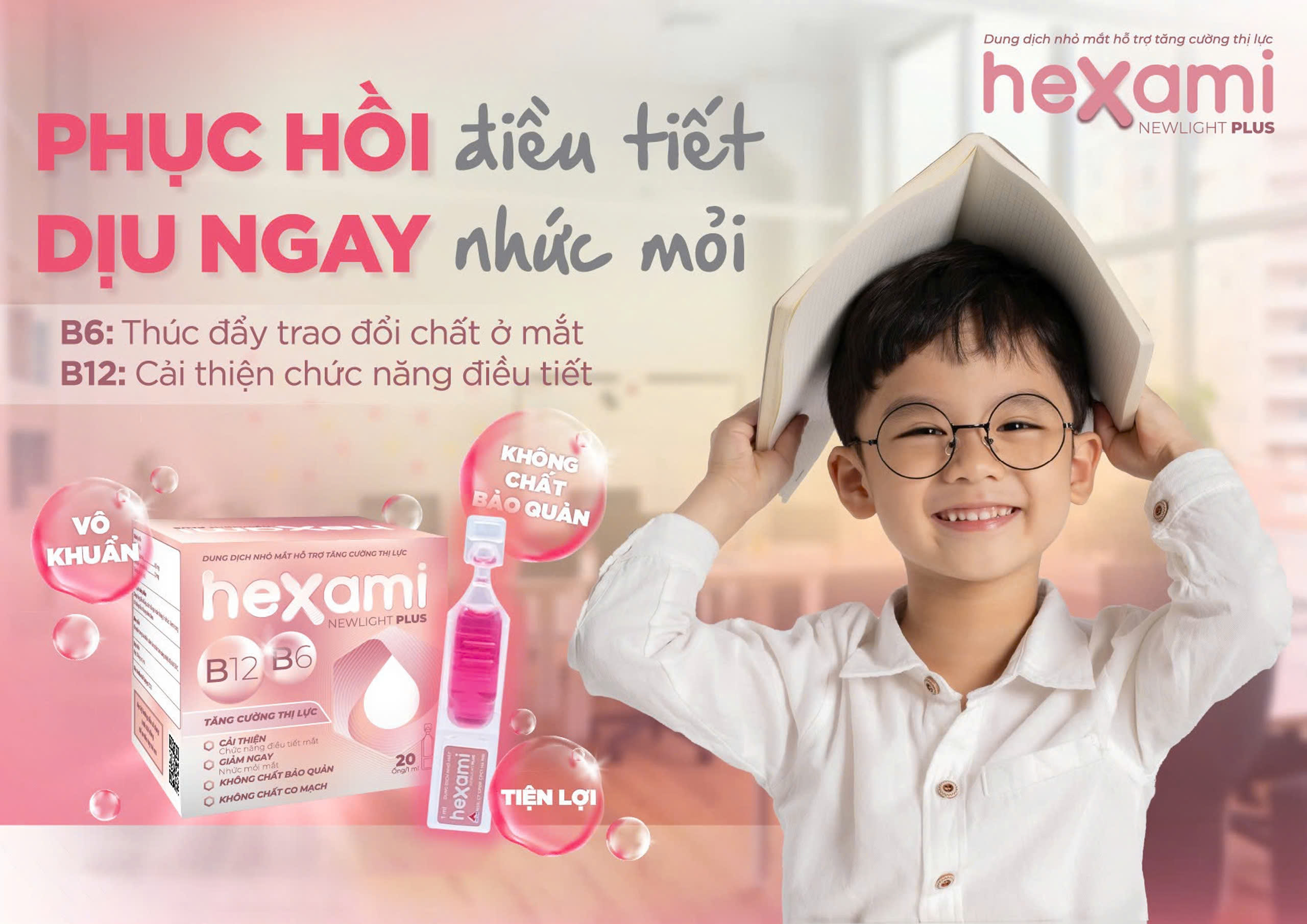 Dung dịch nhỏ mắt Hexami Newlight Plus giảm mỏi điều tiết mắt Hộp 20 ...