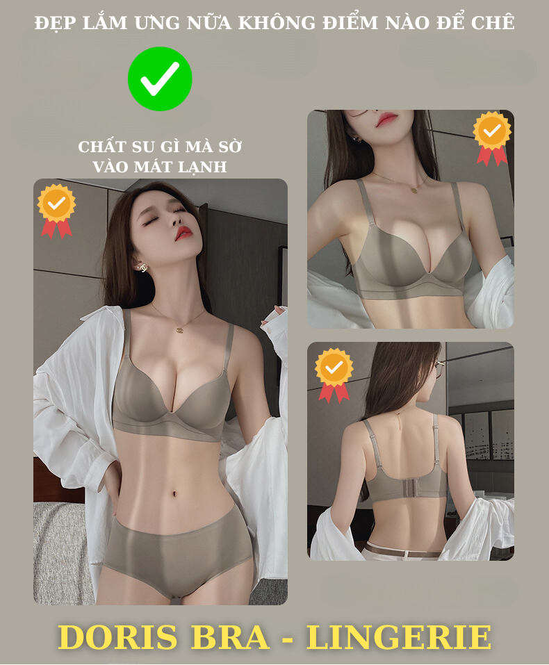 Áo lót đúc su non mềm mịn nâng ngực DORIS - A10 áo ngực su trơn không gọng có đệm 1.5cm ôm nâng ...