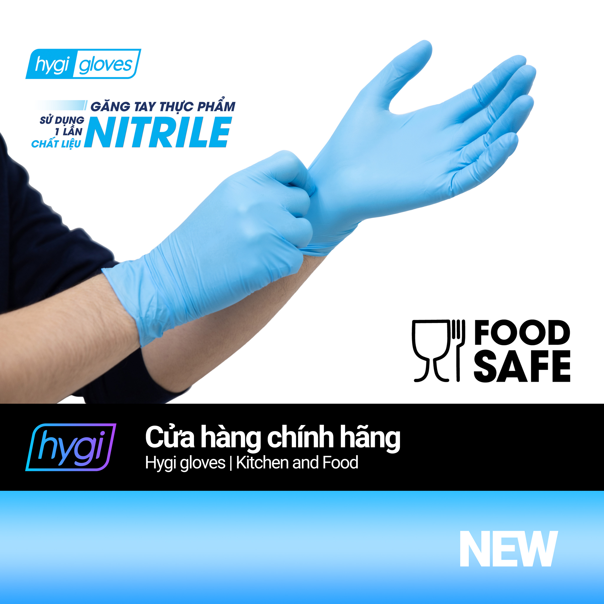 Găng tay thực phẩm nitrile Hygi Kitchen and Food, không bột, màu Trắng ...