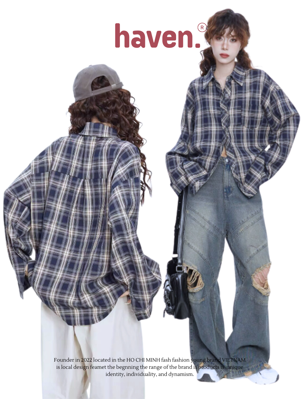 Áo sơ mi Flannel Classic Haven, chất vải kate caro cotton mềm mịn, màu hồng, màu xanh | Shopee ...