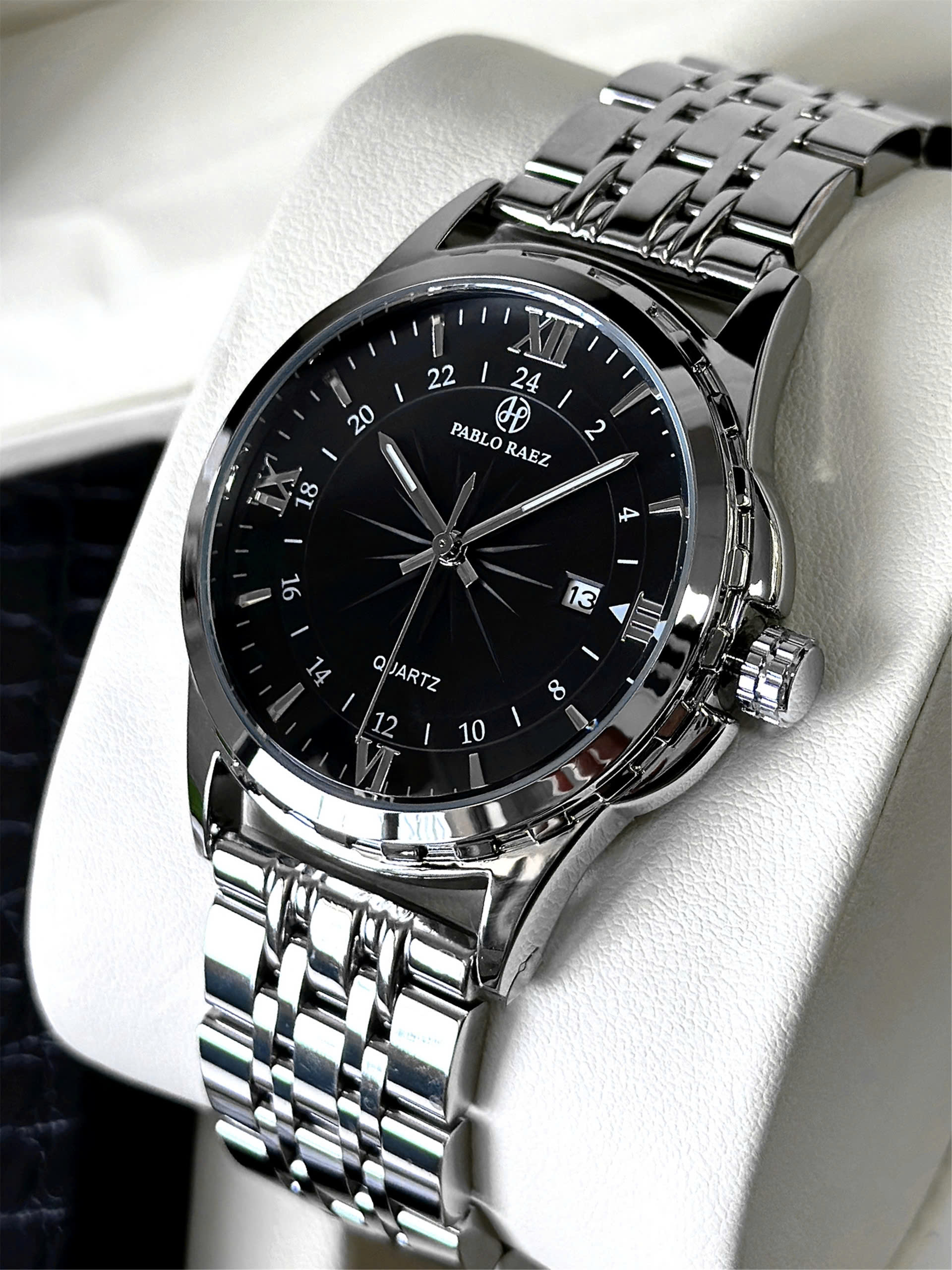 Đồng hồ nam dây thép chính hãng PABLO RAEZ có lịch ngày chống nước dạ ...