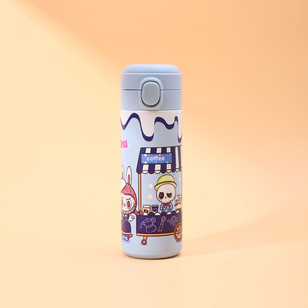 Bình giữ nhiệt học sinh LABUBU HiLOGI dung tích 420ml, inox 304, nắp bật, bình nước cho bé đi ...