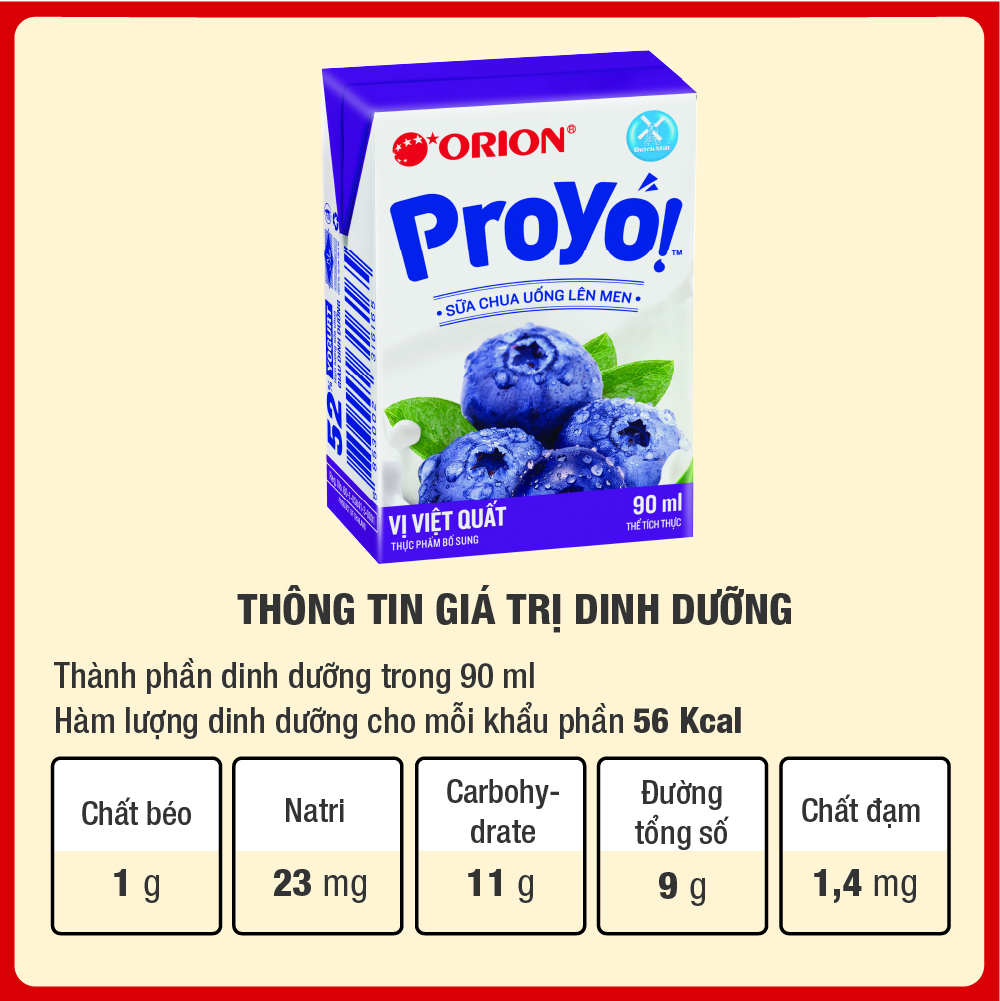 Thùng 48 hộp Sữa Chua Uống ORION ProYo vị Việt Quất 90ML | Shopee Việt Nam
