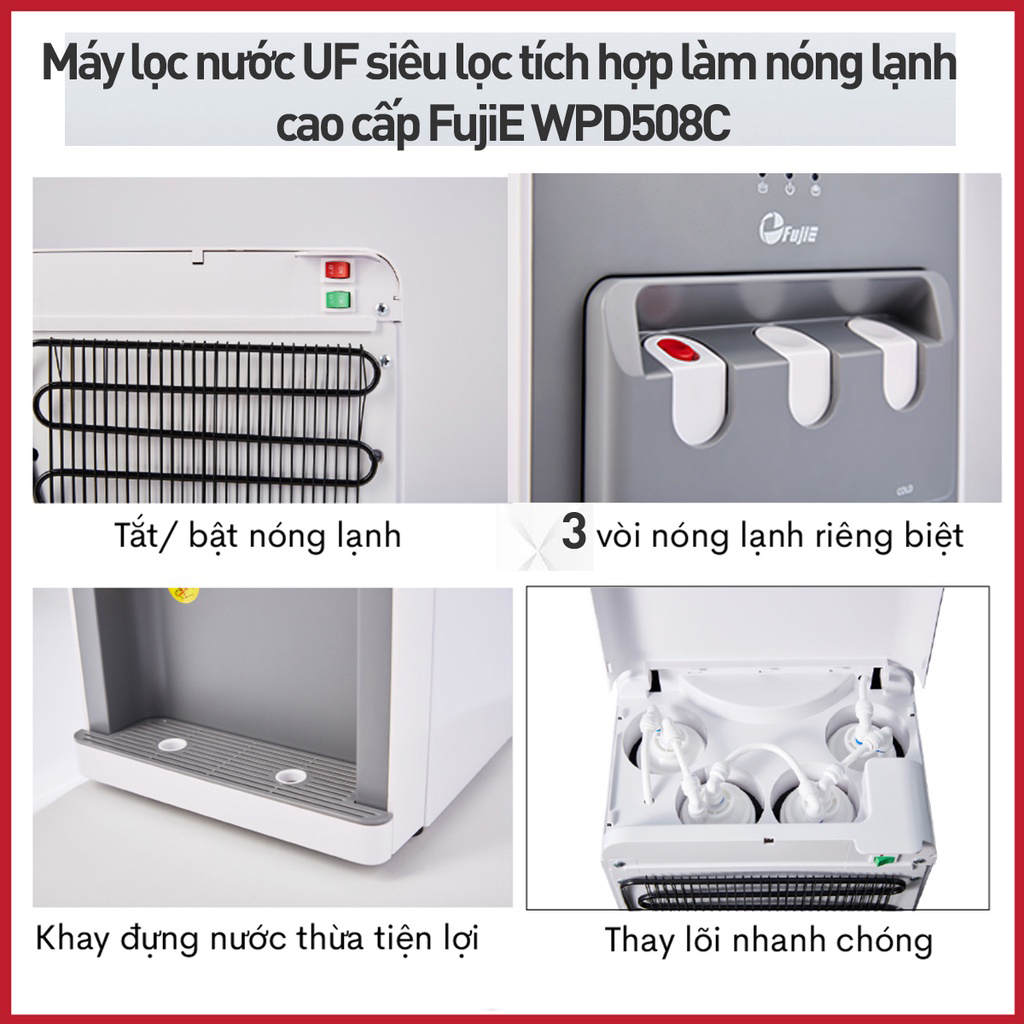 Máy lọc nước nóng lạnh UF mini 4 cấp lọc để bàn nhập khẩu FujiE, bình ...