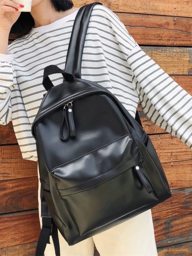 Balo Da PU, Balo Da Đi Học Chống Thấm Nước Vừa Laptop 14inch Đơn Giản ...