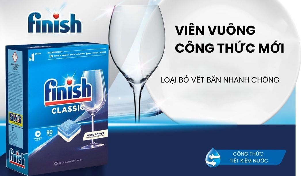Viên rửa bát, chén Finish classic nhập khẩu Đức hương chanh loại bỏ dầu ...