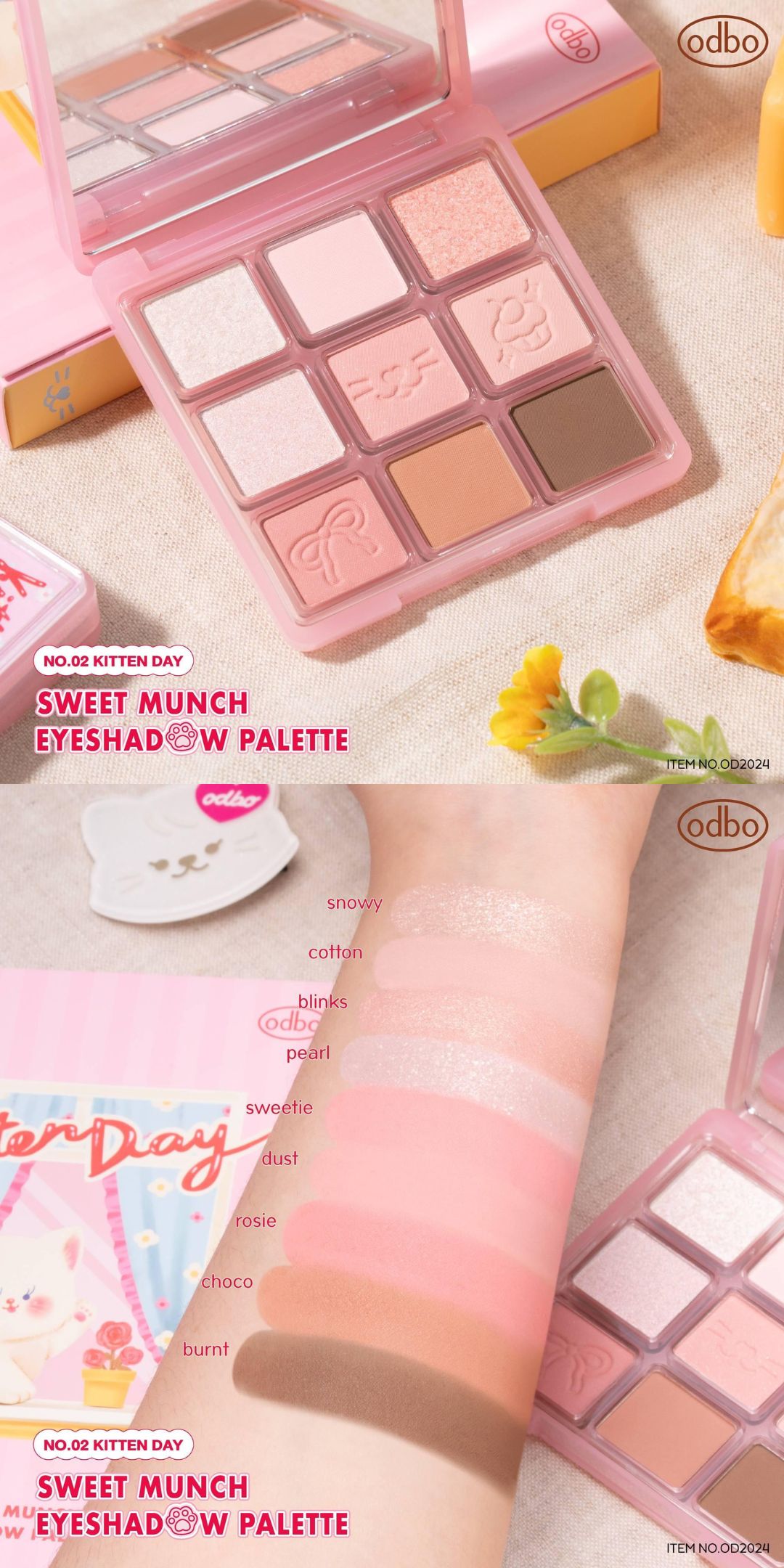 Phấn Mắt 9 Ô Odbo Kitten Day & Puppy Day Mèo & Cún Con Tặng Kèm Kẹp Tóc Sweet Munch 9g | Shopee ...