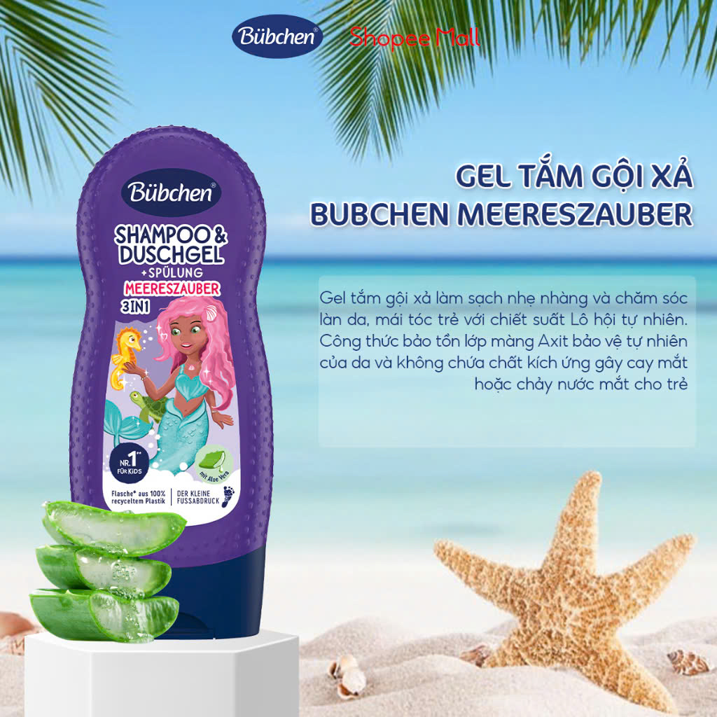 Gel Tắm Gội Xả 3IN1 BUBCHEN Shampoo & Duschgel Spulung Meereszauber 230ml Bubchen Official Store ...
