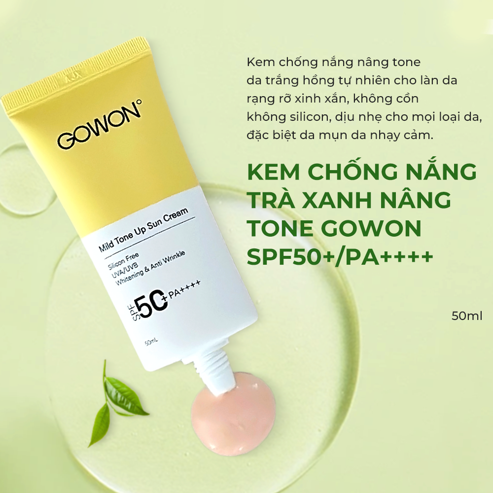 [LIVE] Kem Chống Nắng Trà Xanh Nâng Tone GOWON Mild Tone Up Sun Cream ...