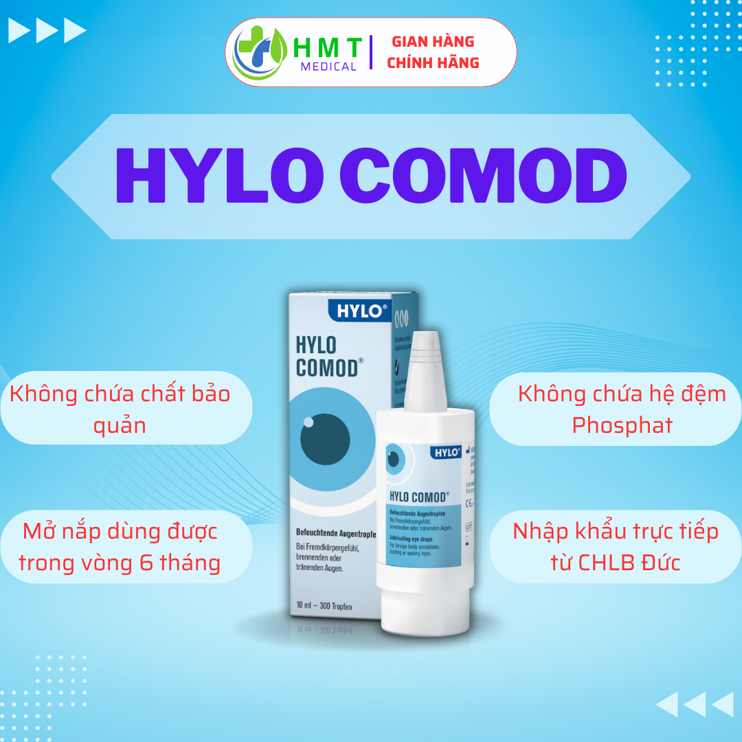 Nhỏ Mắt Hylo COMOD 0.1%, Hylo COMOD Forte 0.2% Nhập Khẩu Đức, Tặng 2 ...