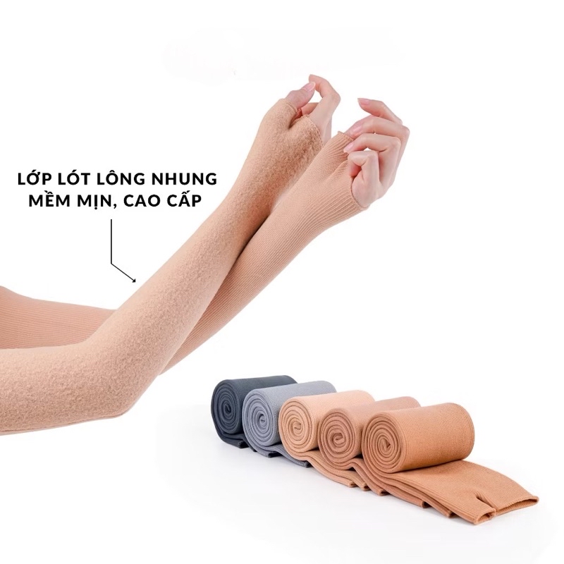 Ống tay sọc gân Ủ KEM , CHỐNG NẮNG lông nhung , chống nắng co giãn tốt ...