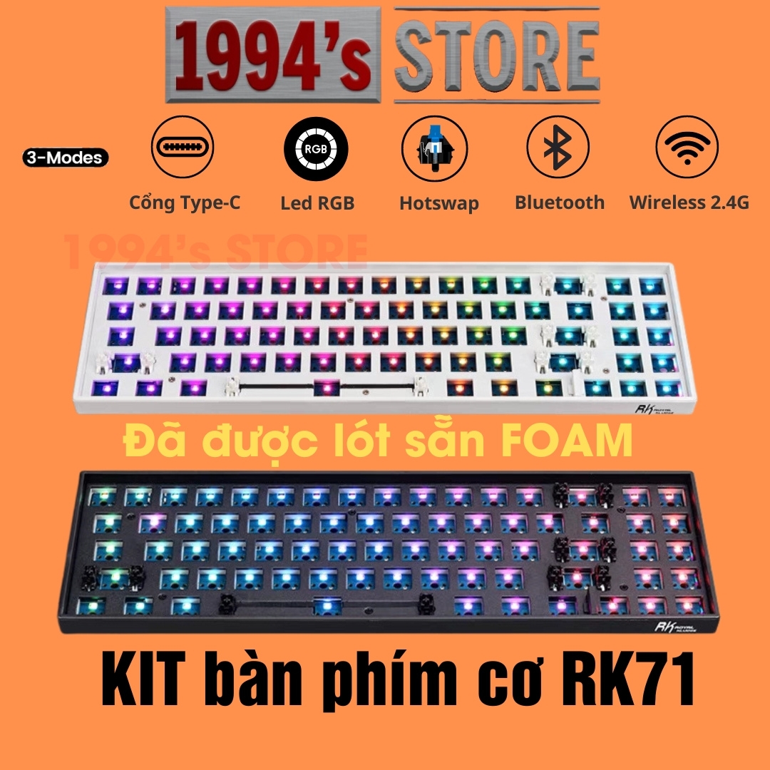 [SẴN] KIT Bàn phím cơ RK71 Led RGB - Đã LÓT FOAM sẵn - Bluetooth 5.1 ...