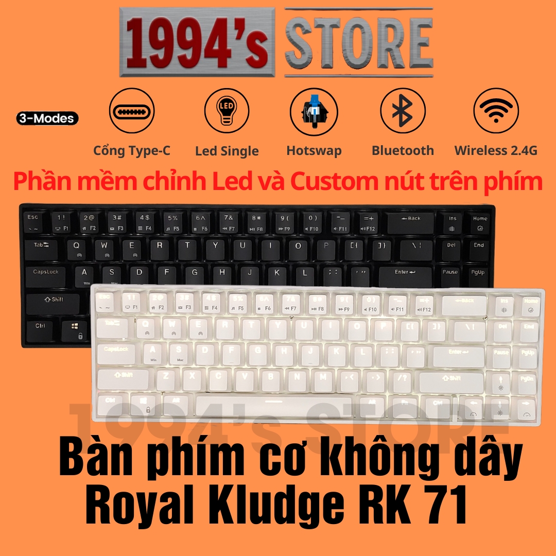 [SẴN] KIT Bàn phím cơ RK71 Led RGB - Đã LÓT FOAM sẵn - Bluetooth 5.1 ...