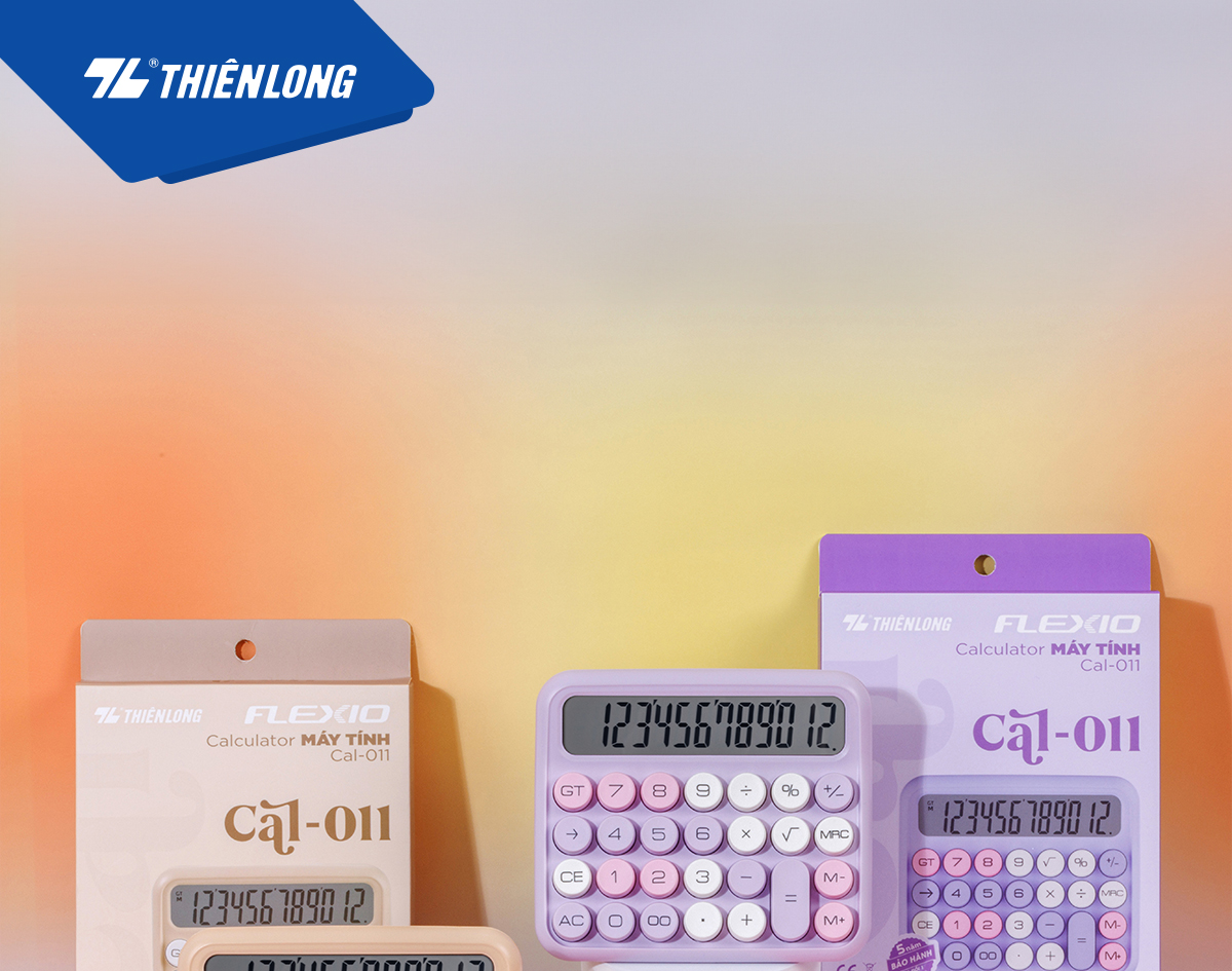 Máy tính văn phòng Thiên Long Flexio CAL-011 Màu sắc trẻ trung, màn hình LCD hiển thị 12 số ...