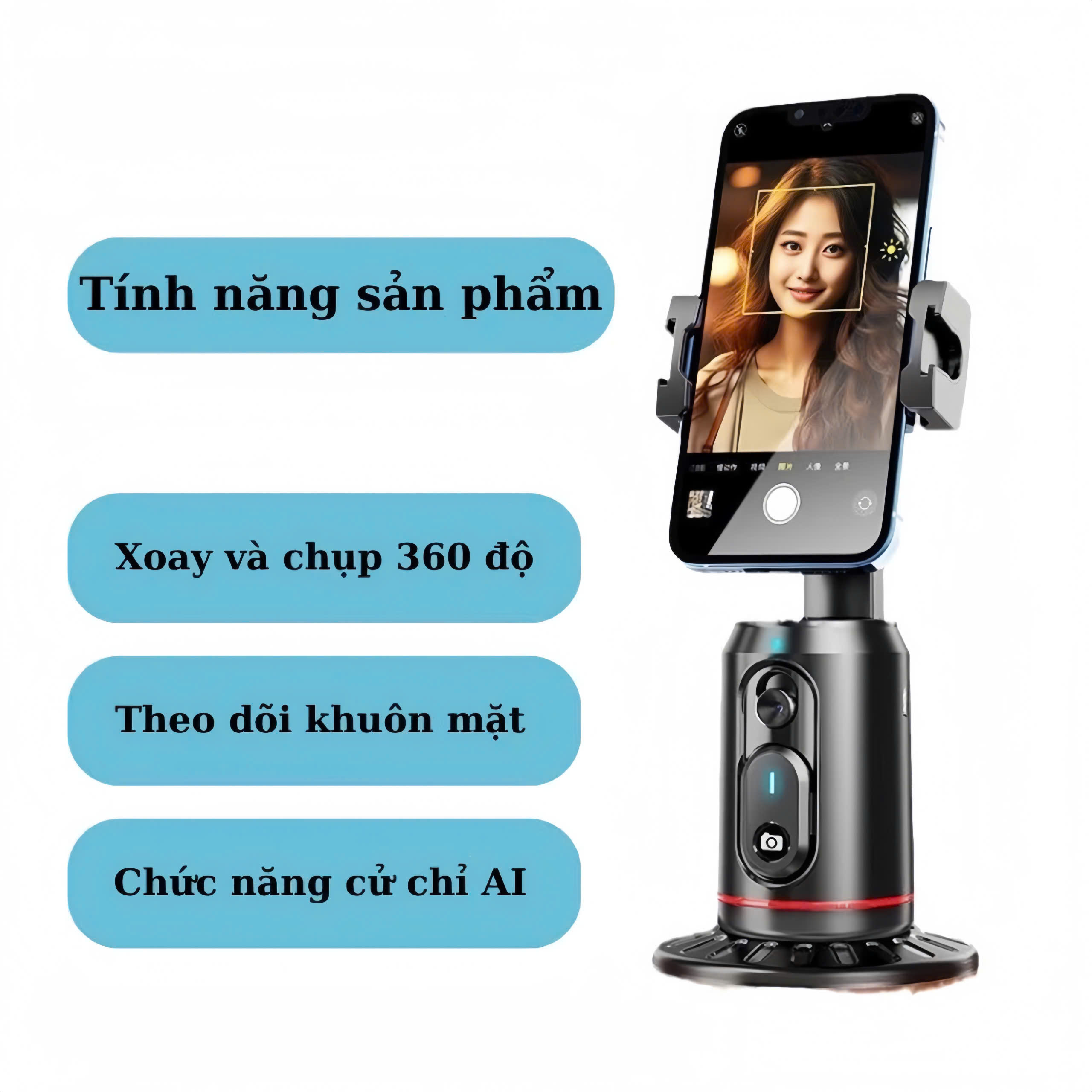 Giá đỡ điện thoại livestream, quay video Gimbal AI Q02 nhận diện khuôn mặt AI hàng cao cấp xoay ...