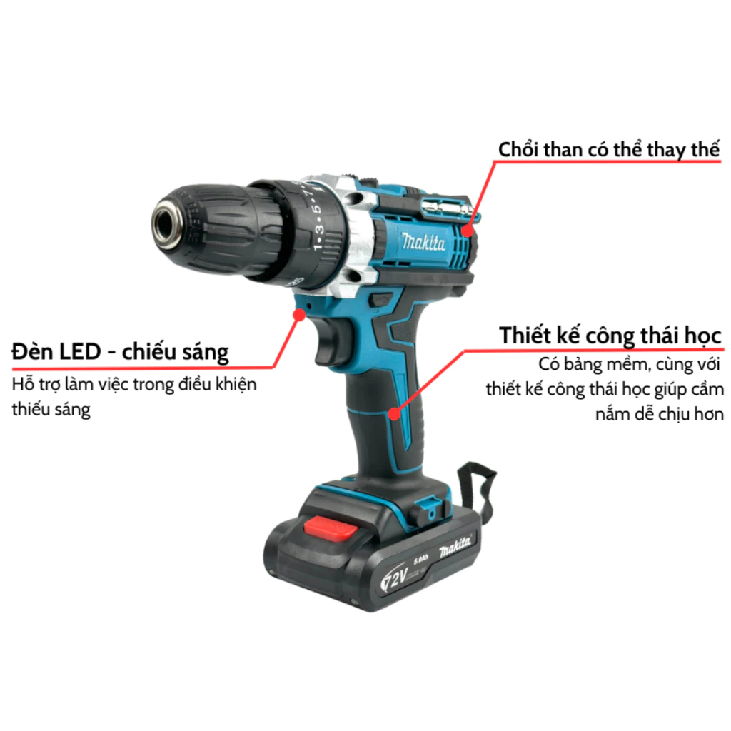 Máy Khoan Pin Cầm Tay Makita 72V - Tiện Lợi Với 3 Chức Năng - Tặng 24 Phụ Kiện GONA027 | Shopee ...