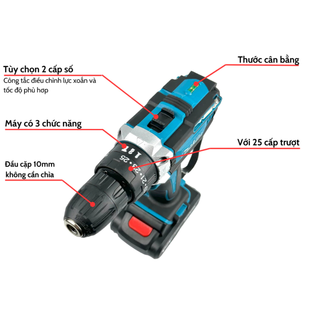 Máy Khoan Pin Cầm Tay Makita 72V - Tiện Lợi Với 3 Chức Năng - Tặng 24 Phụ Kiện GONA027 | Shopee ...