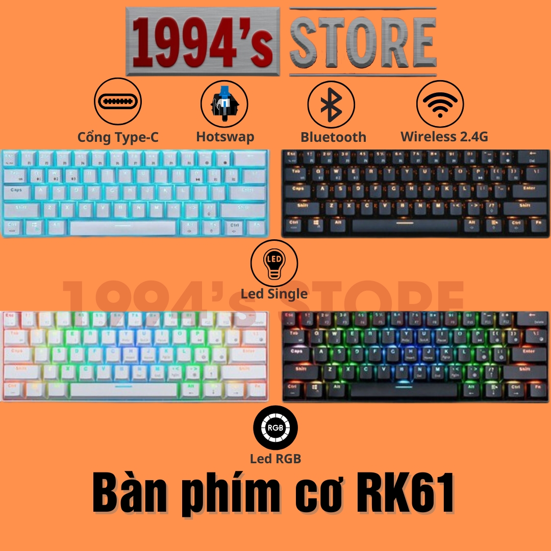 RK61 HOTSWAP - Bàn Phím Cơ Không Dây RK61 Version 4 - LED RGB Custom ...