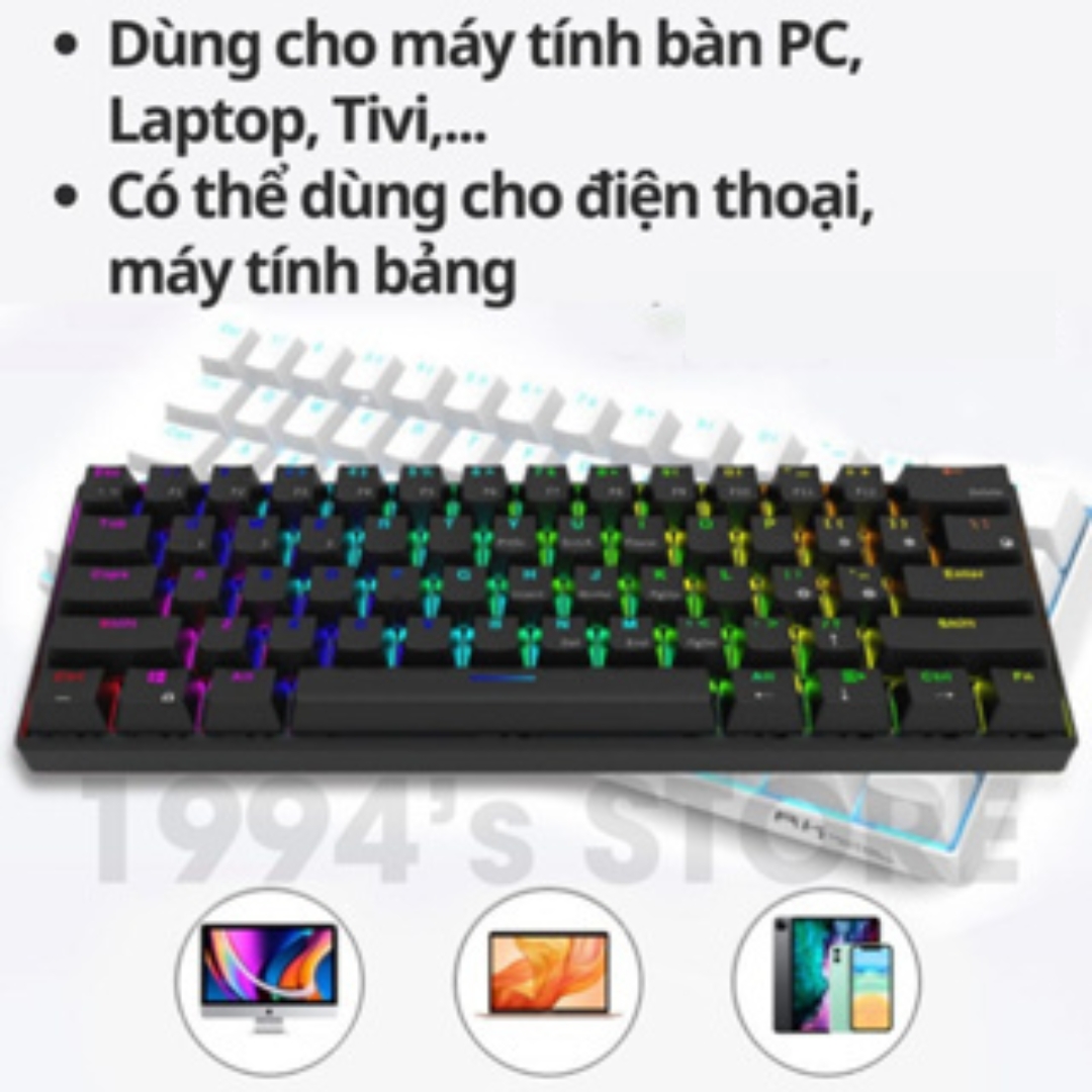 RK61 HOTSWAP - Bàn Phím Cơ Không Dây RK61 Version 4 - LED RGB Custom - Bluetooth 5.1 - Cáp Type ...