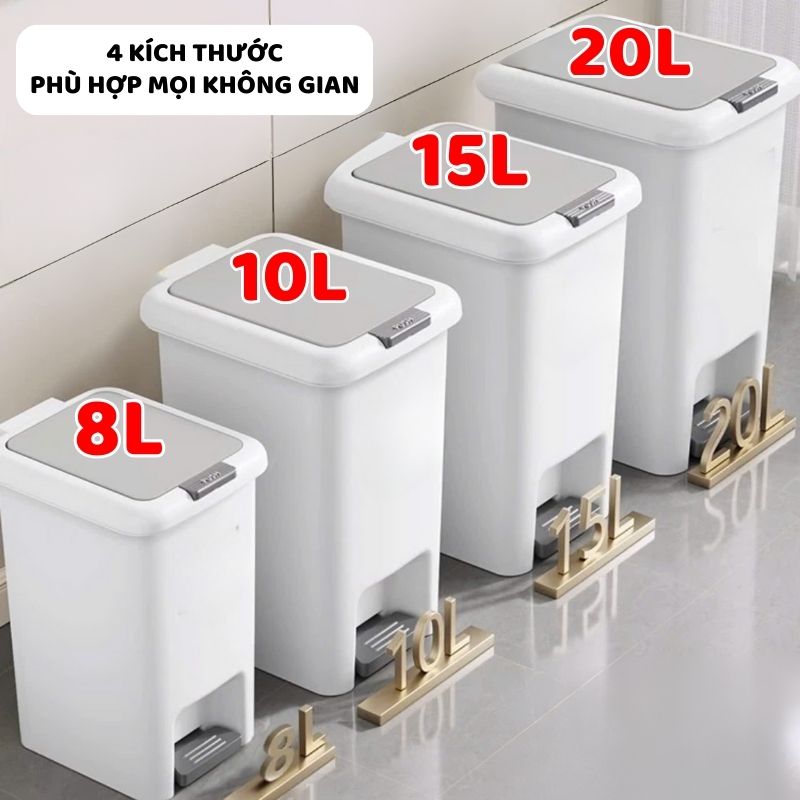 Thùng Rác Chữ Nhật 8L, 10L, 12L, 15L, Thùng Rác Đạp Chân, Thùng Đựng ...