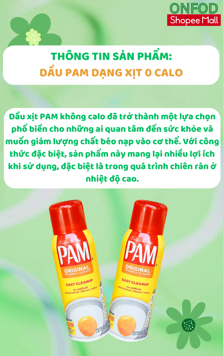 Dầu xịt ăn kiêng Pam 0 calo 12 Oz ONFOD chiên xào giảm cân eat clean ...