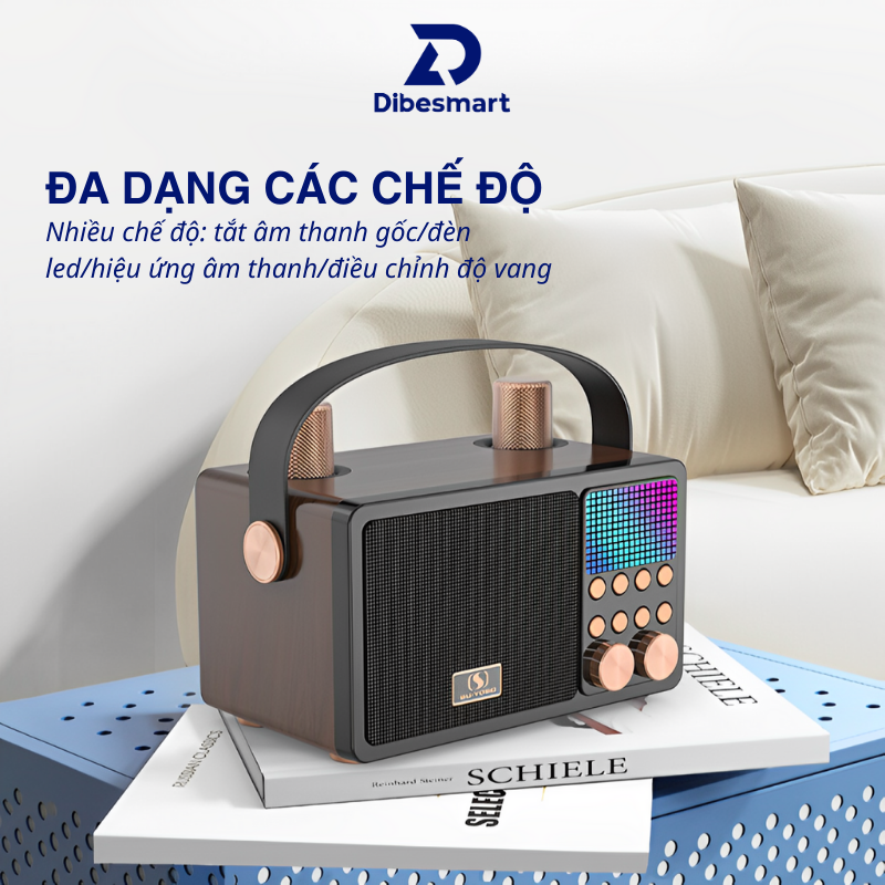Loa karaoke mini bluetooth kèm 2 mic DIBESMART 311, công suất lên đến ...