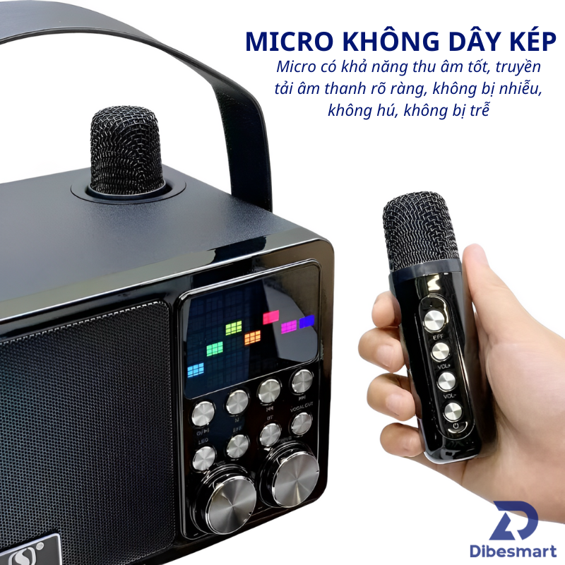 Loa karaoke mini bluetooth kèm 2 mic DIBESMART 311, công suất lên đến ...