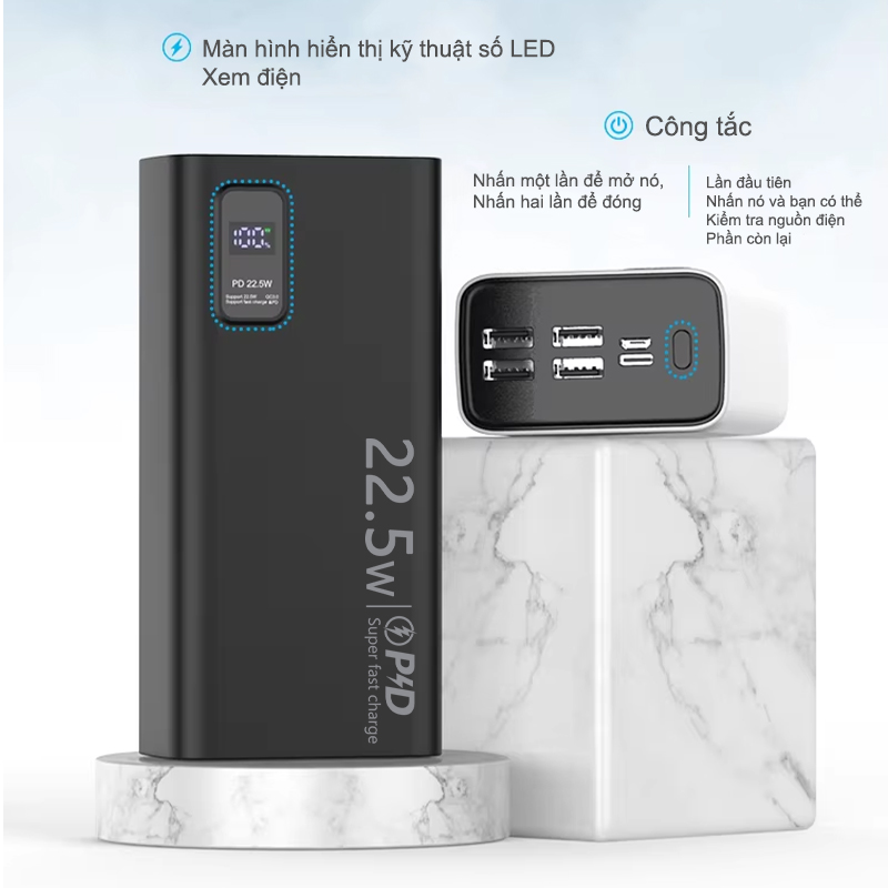 Sạc dự phòng Power bank PD22.5W V380 MAX 10000MAH 30000mah 50000mAh pin dự phòng màn hình Led ...